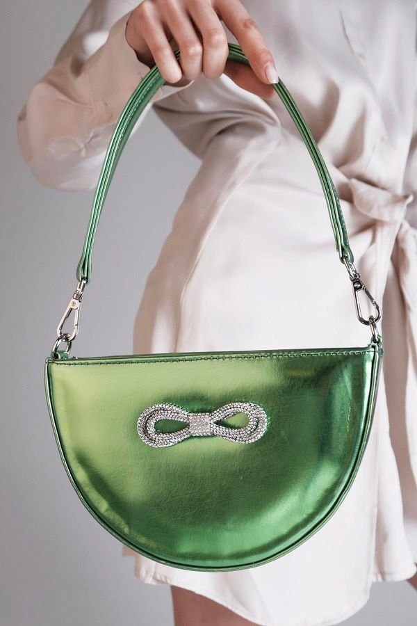 MIO GUSTO GREEN COLOR BOW DETAILED WOMEN'S HAND AND SHOULDER BAG