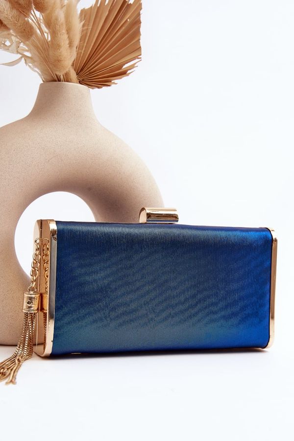 MARKA NIEZDEFINIOWANA SMALL FORMAL BAG WITH FRINGE CHIONON BLUE