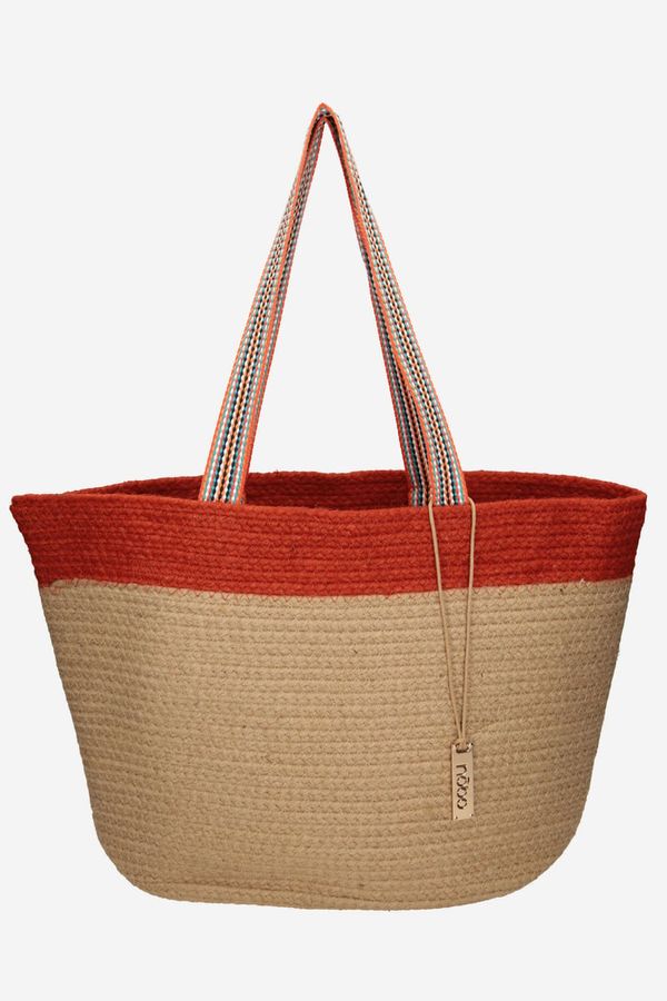 BEACH BASKET BAG NOBO XP0400-C003 BEIGE-ORANGE