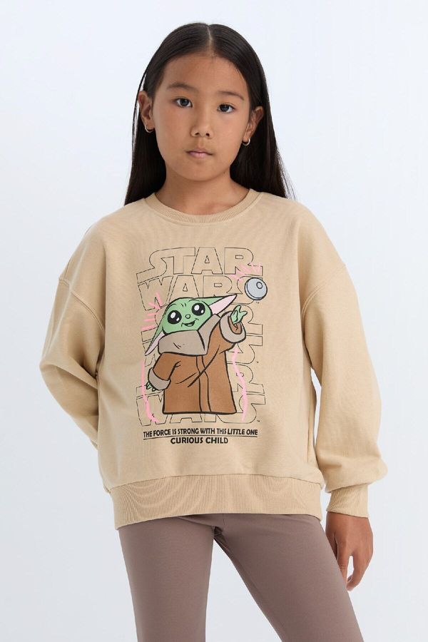 DEFACTO GIRL STAR WARS-MANDALORIAN RELAX FIT CREW NECK SWEATSHIRT