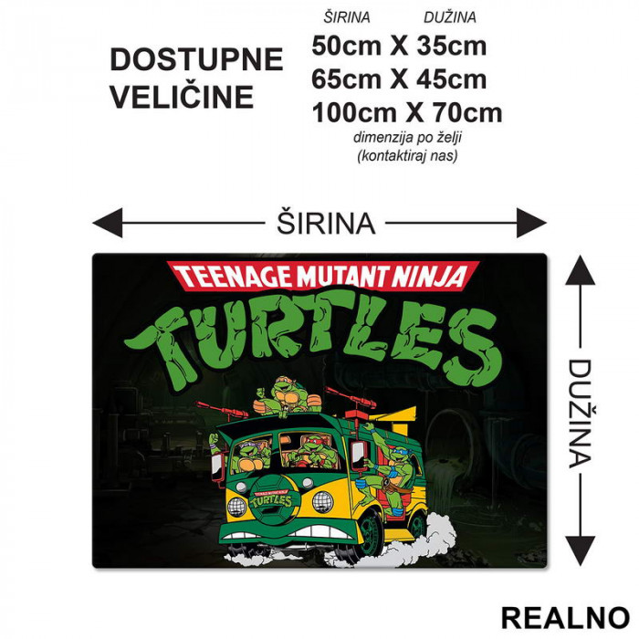 LOGO AND TURTLE VAN - NINDŽA KORNJAČE - PODMETAČ ZA STO