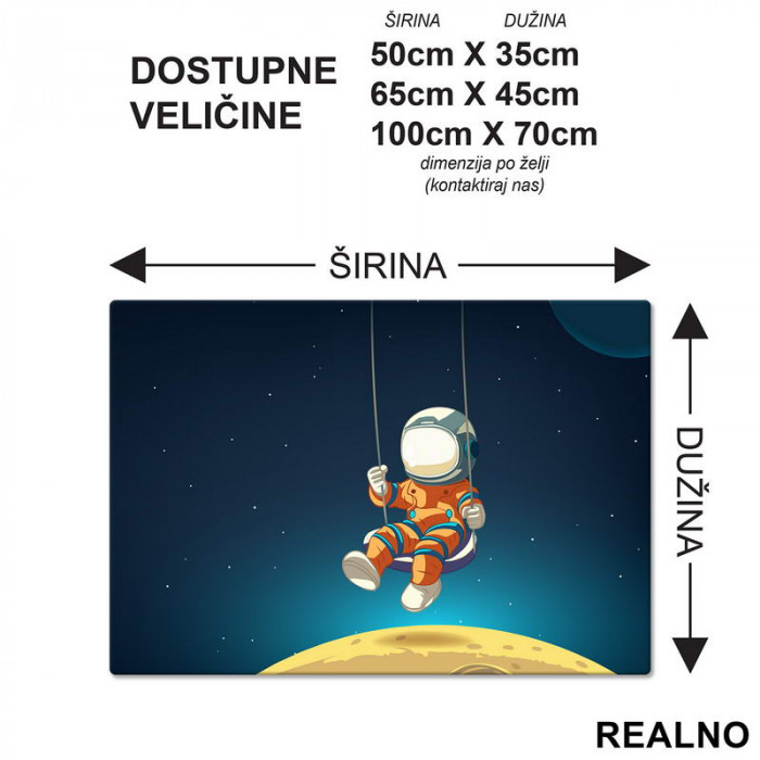 ASTRONAUT NA LJULJAŠCI - SPACE - SVEMIR - PODMETAČ ZA STO