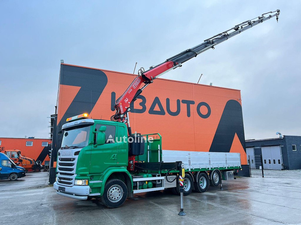 Scania G 490 8x4*4 FASSI F315 / PLATFORM L=7240 mm kamion s ravnom platformom