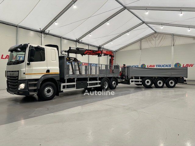 DAF CF 460 6x2 Dropside Drawbar Brick Grab kamion s ravnom platformom