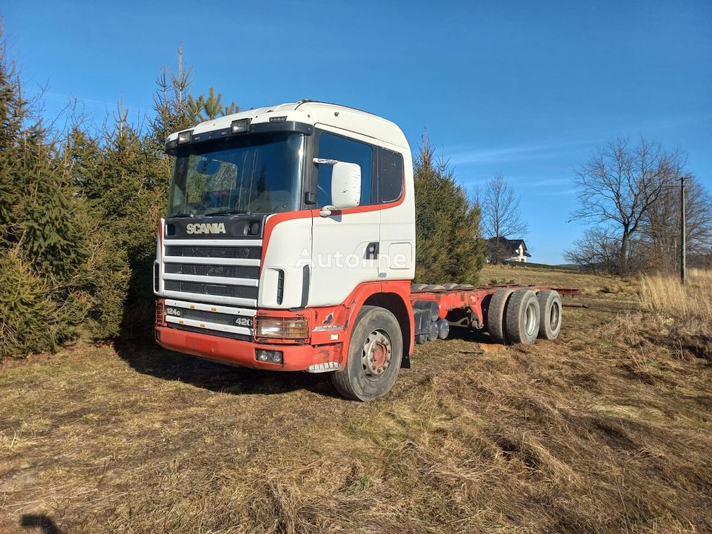 Scania 124 420 6x4 AC/RET long chassis ! kamion šasija