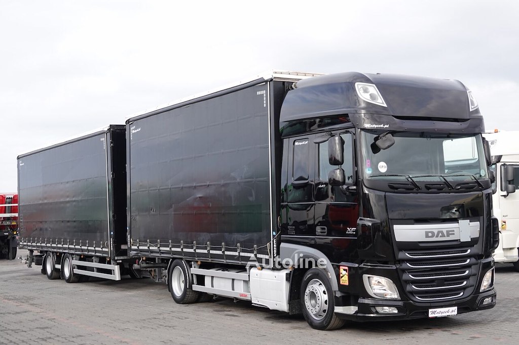 DAF XF 440 / ZESTAW TANDEM 120 M3 / PRZEJAZDOWY / EURO 6 / WECON / 2 kamion sa klizna zavesa cerada + prikolica sa kliznom ceradom