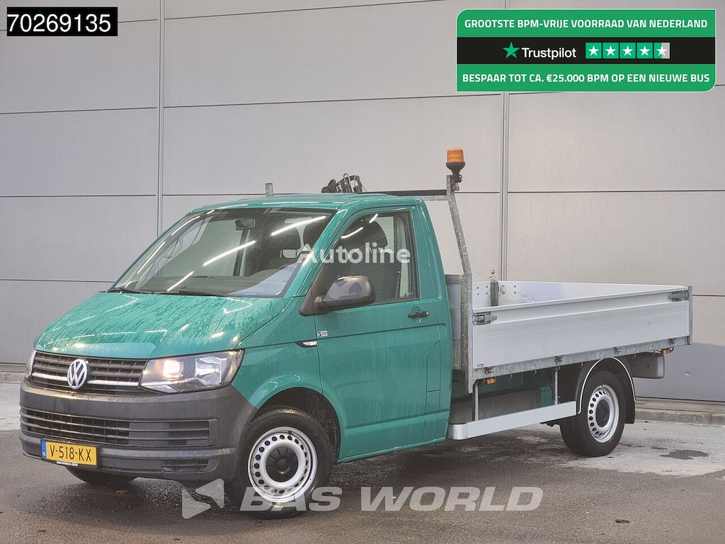 Volkswagen Transporter 150PK Open Laadbak met Kraan Hiab 900KG Navi Camera kamion s ravnom platformom < 3.5t