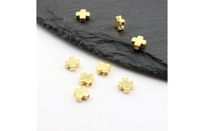 Perla krstić 6x6mm, rupa oko 1mm - Pozlata 18k. ( 23MK40G )