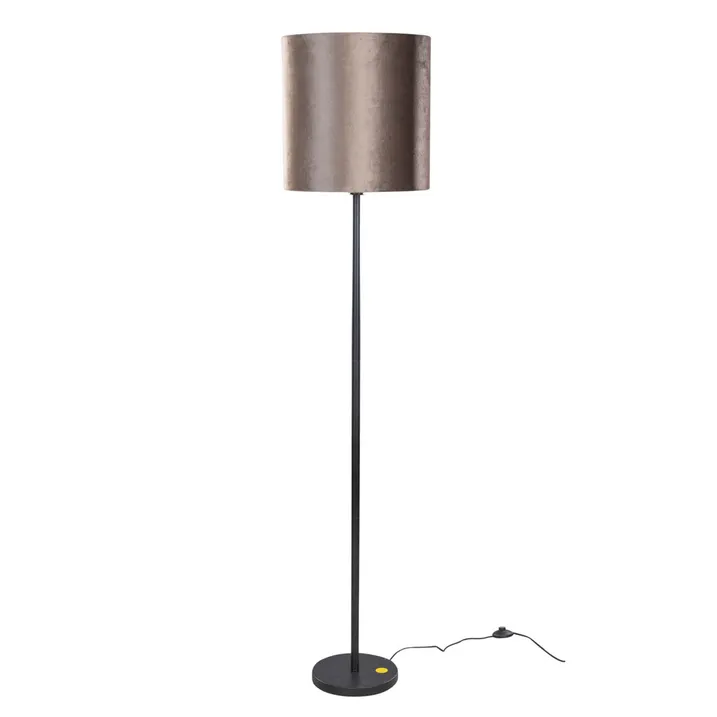 Podna lampa crna sa braon plišnim abažurom 40cm - Simplo