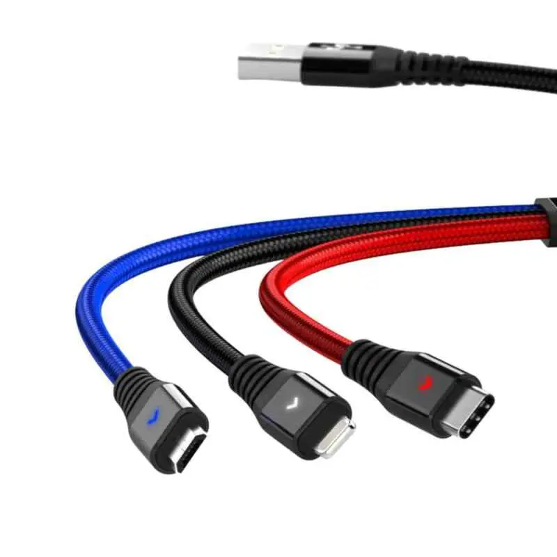 Data kabl KONFULON DC08,2.4A,3u1 USB na micro,lightning,Type C 1.2m