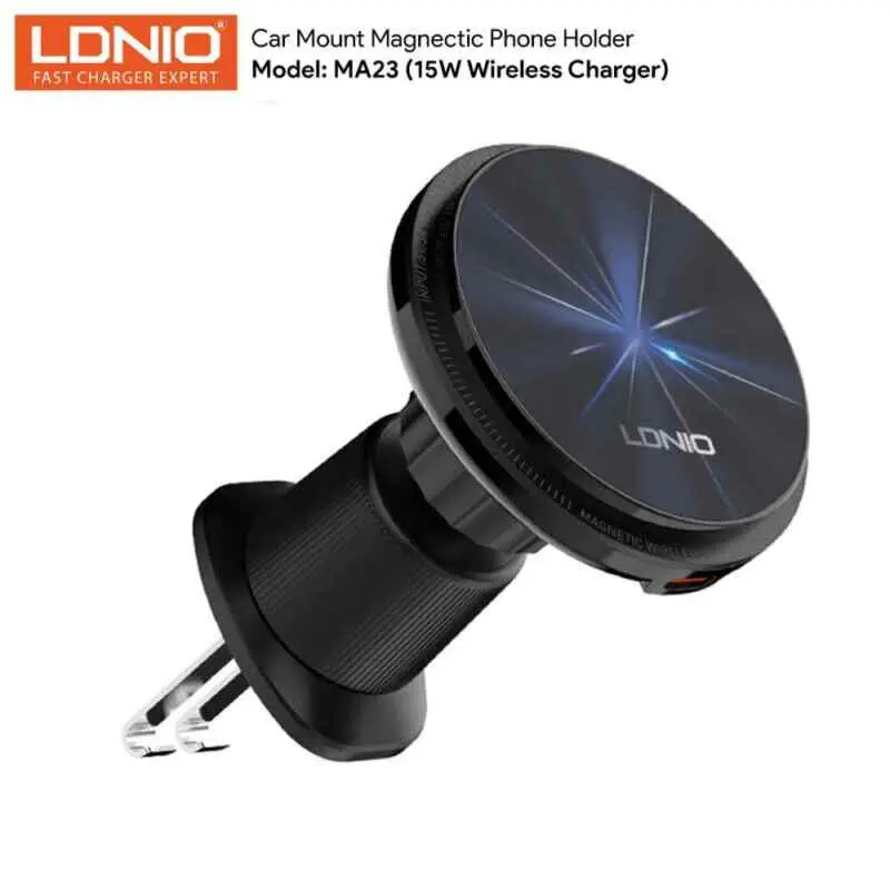 Auto Nosac za ventilaciju LDNIO MA23 15W Bežični magnetic crni