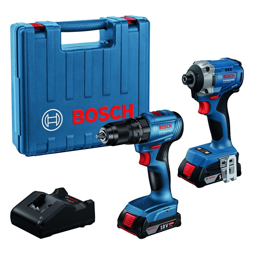 Bosch akumulatorski set GDR 18V-215 + GSB 185-Li, 2 x 2.0Ah baterija+punjač+kofer