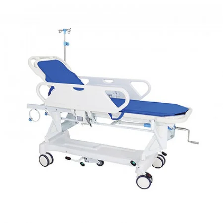 Manual patient transfer trolley