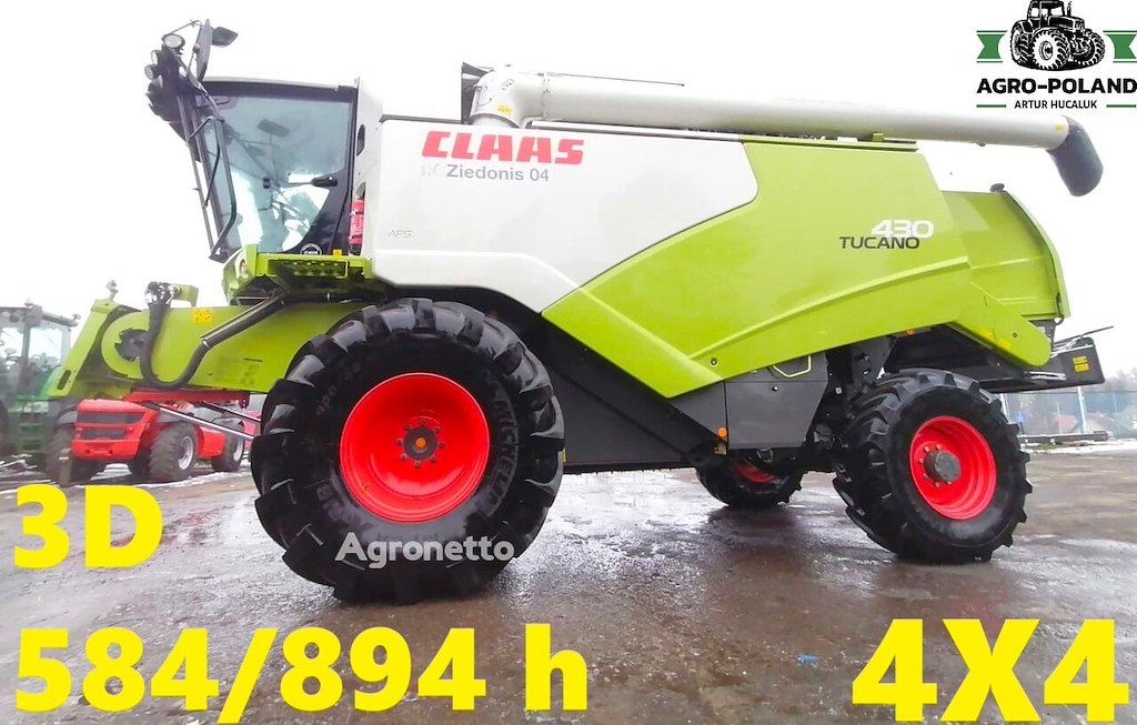 Claas TUCANO 430 - 2017 ROK - 584/894 h - 4X4 - 3D + VARIO 620 - 2019 kombajn za žito