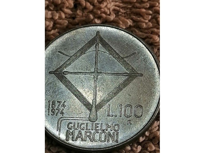 100 LIRA 1974. ITALIJA, JUBILARNA