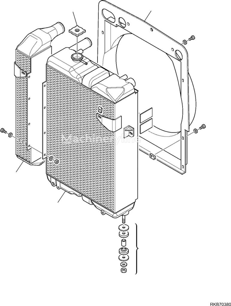 42N-03-11870 radijator za hlađenje motora za Komatsu WB93R , WB93S , WB97R , WB97S bagera-utovarivača