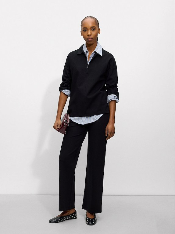 Straight-Leg Mid-Rise Trousers