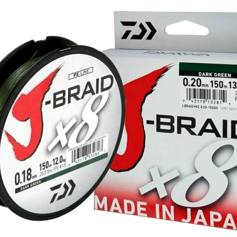 DAIWA J-BRAID X8 DARK GREEN 135m 0,24mm