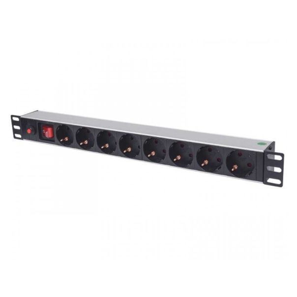 INTELLINET 19 Power Strip 8-Sockets German type produzni kabl sa zastitom crni