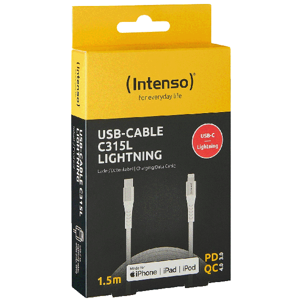 INTENSO USB kabl za telefone C315L, USB type C na Lightning, 1.5 m