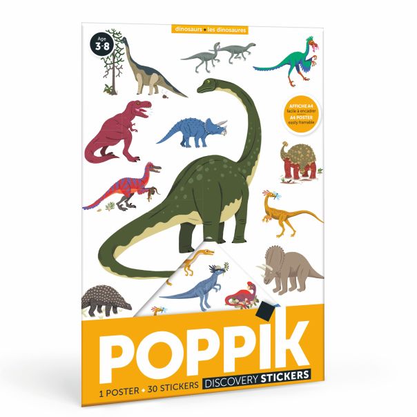 Edukativni poster s nalepnicama Mini otkrića: Dinosaurusi 3+