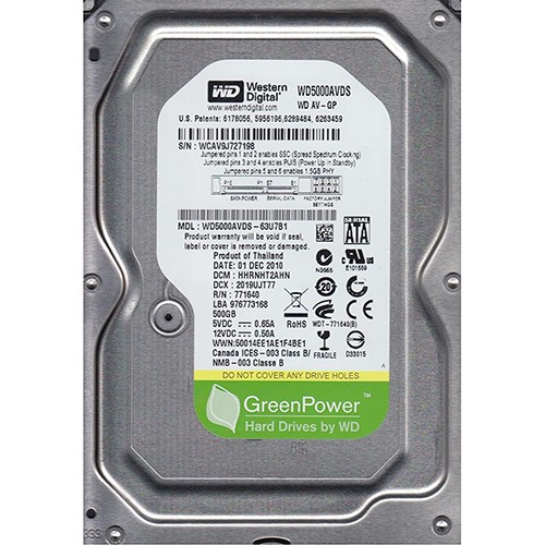 Western Digital 500GB 3.5″ HDD SATA II 3.0Gb/s | WD5000AVDS Refurbished