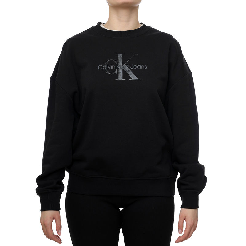 Ženski duks Calvin Klein Glossy Monologo Regular Crewneck