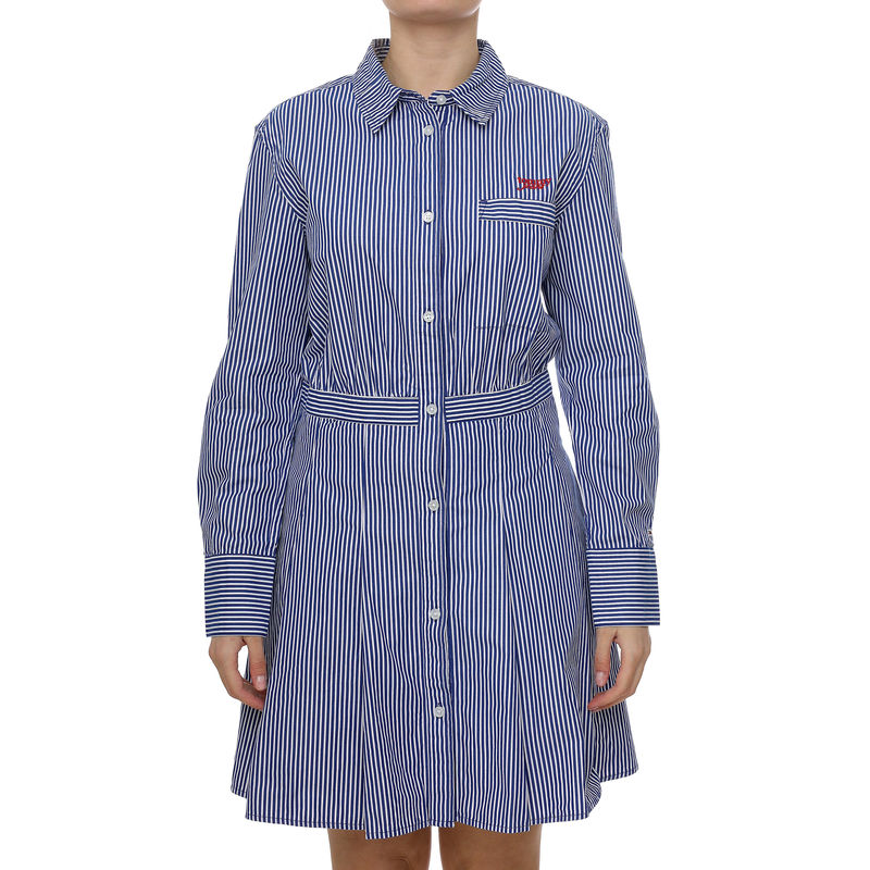 Ženska haljina Tommy Hilfiger Pinstripe Poplin Shirt Dress