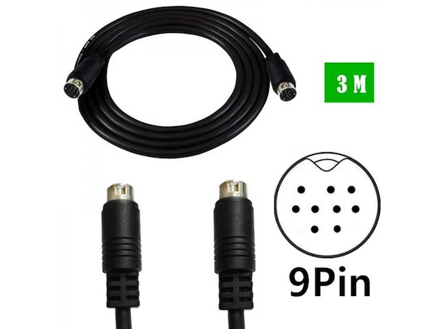 Mini DIN 9 pin audio kabl za povezivanje 3 metra NOVO!