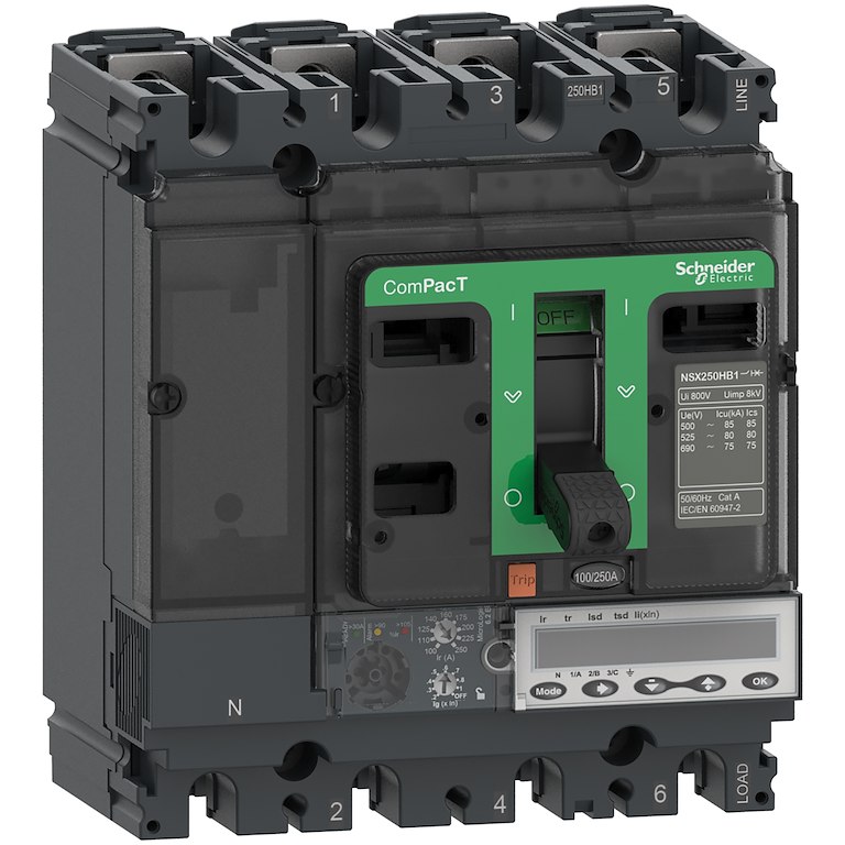 C25R46E100 PREKIDAČ NSX250R 200kA AC 4P 100A MicroLogic 6.2 E