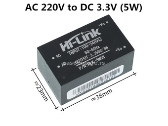 Ispravljački Modul za Napajanje HLK PM03 AC-DC 220V na 3.3V 5W Cena Srbija