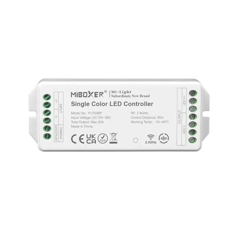 MIBOXER Kontroler za LED trake FUT036P, 20A, 2.4GHz, Beli