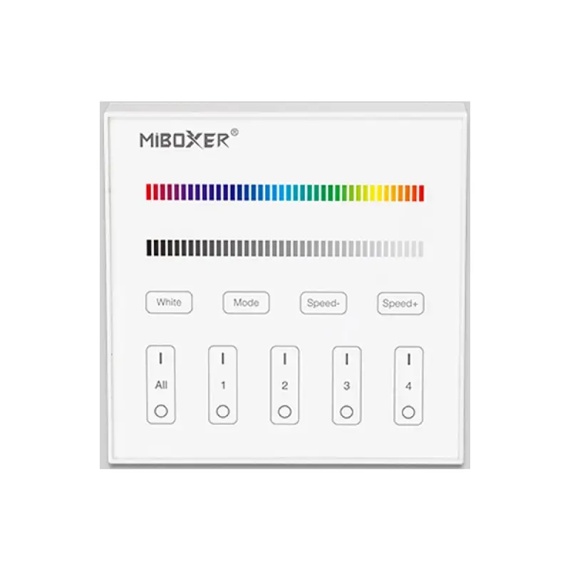 MIBOXER Zidni kontroler za LED svetlo RGBW B3, 9 funkcija, 4 zone, 2.4GHz, Beli