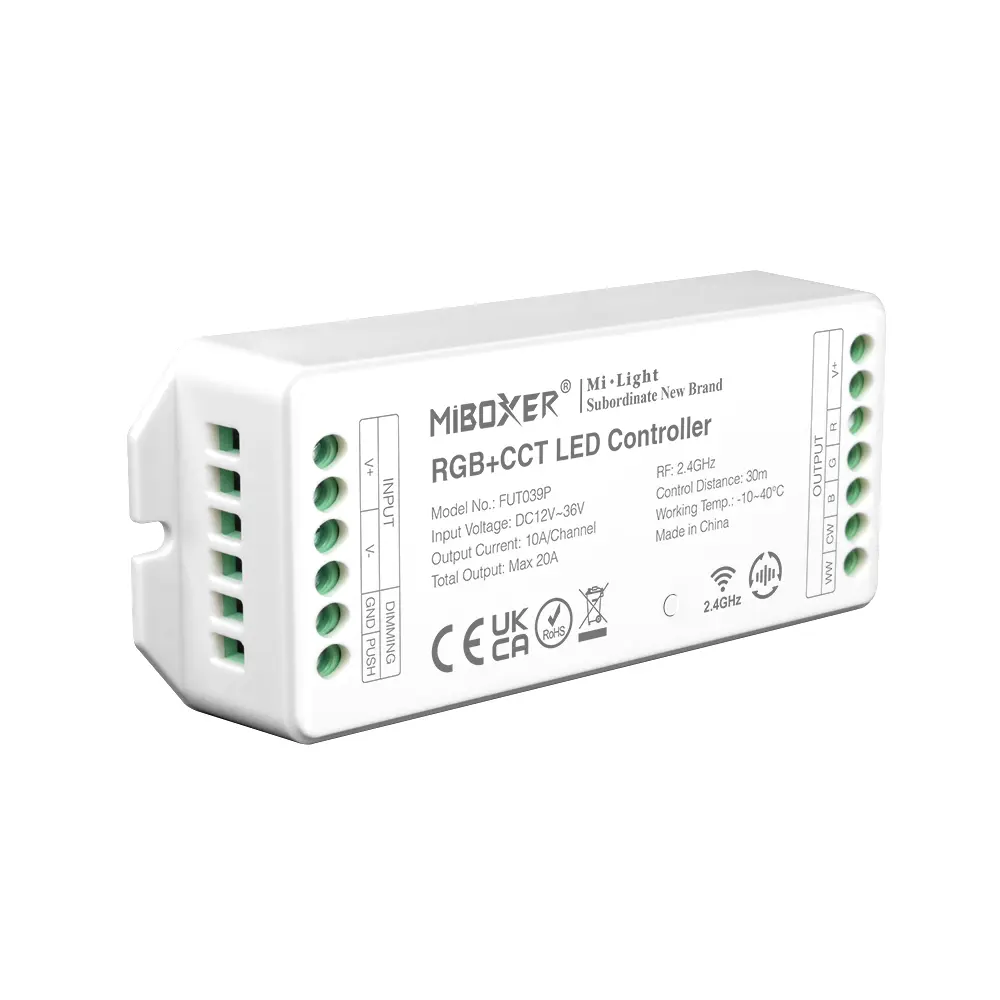 MIBOXER Kontroler za LED trake RGB CCT FUT039P, 20A, 2.4GHz, Beli