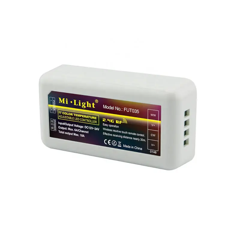 MI-LIGHT Kontroler za LED trake CCT FUT035, 10A, 2.4GHz, Beli