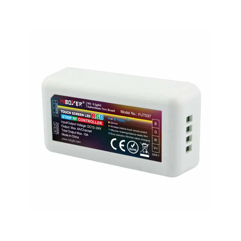 MIBOXER Kontroler za LED trake RGB FUT037, 4 zone, 10A, 12-24V, 2.4GHz, Beli