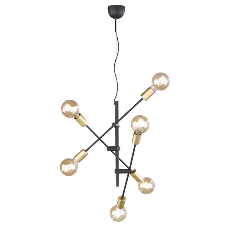 TRIO LIGHTING Visilica Cross 6xE27, 306700632, Crno-zlatna