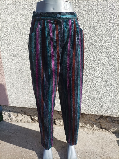 Vintage šarene prugaste somot pantalone M