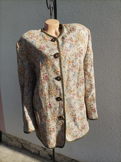 Vintage laneni cvetni sako XXL