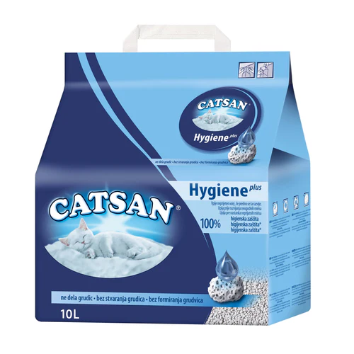 CATSAN Hygiene Plus upijajući mineralni posip za mačke, bez mirisa, 10L