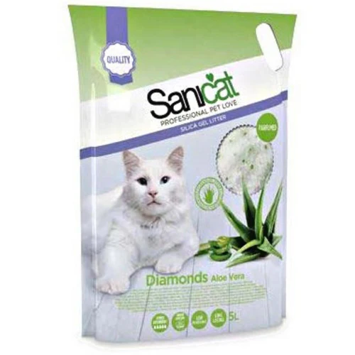 SANICAT Diamonds Aloe Vera, upijajući silikatni posip za mačke, s mirisom 5L