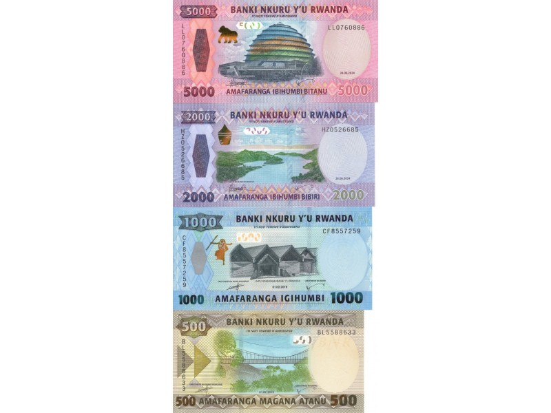 RWANDA Ruanda 500, 1000, 2000 i 5000 Francs 2019/24 UNC