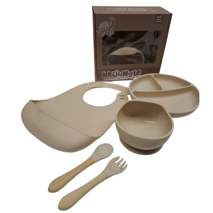 Jungle silikonski set za hranjenje Beige