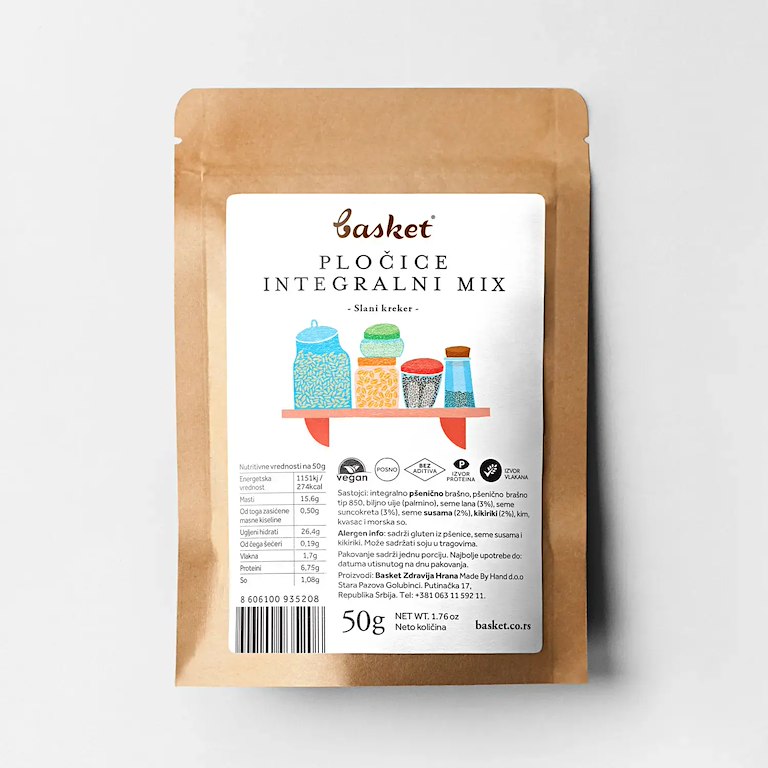 BASKET Pločice integralni mix, 50g