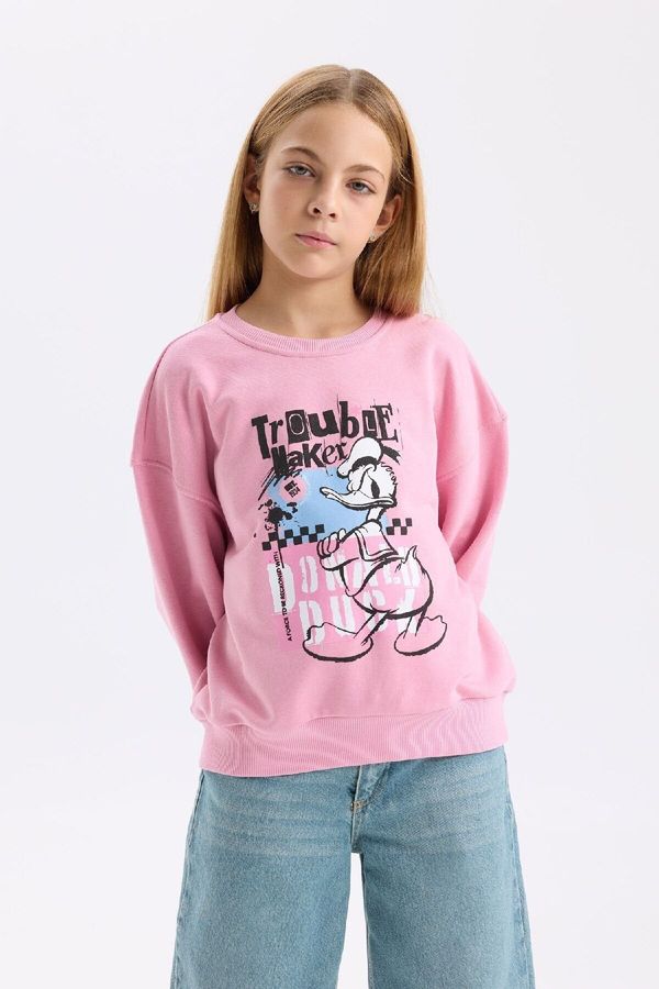 DEFACTO GIRLS DISNEY MICKEY MOUSE & FRIENDS RELAX FIT CREW NECK SWEATSHIRT