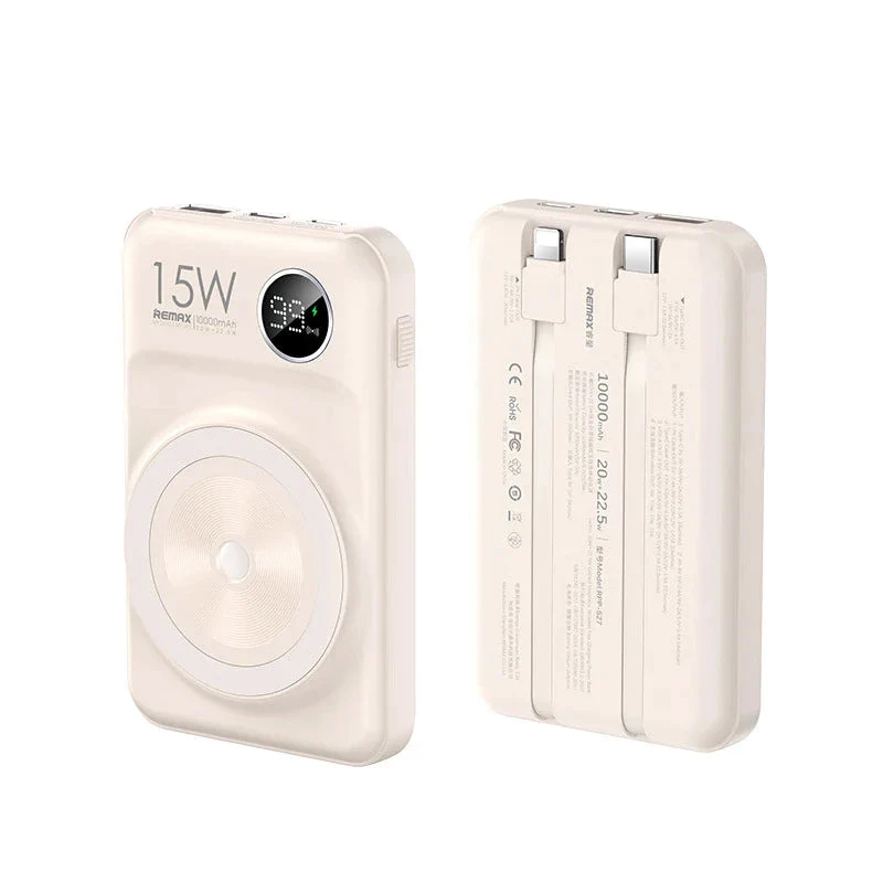 Univerzalna Back Up Baterija prenosiva baterija Magsafe REMAX Lecho Series RPP-527 PD 20W + QC 22.5W Fast Charging 10000mAh beli
