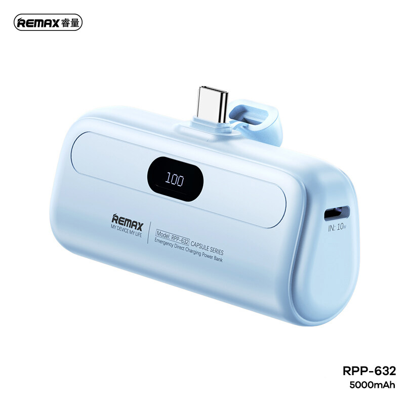 Univerzalna Back Up Baterija prenosiva baterija REMAX Capsule series RPP-632 2A Type C 5000mAh plava