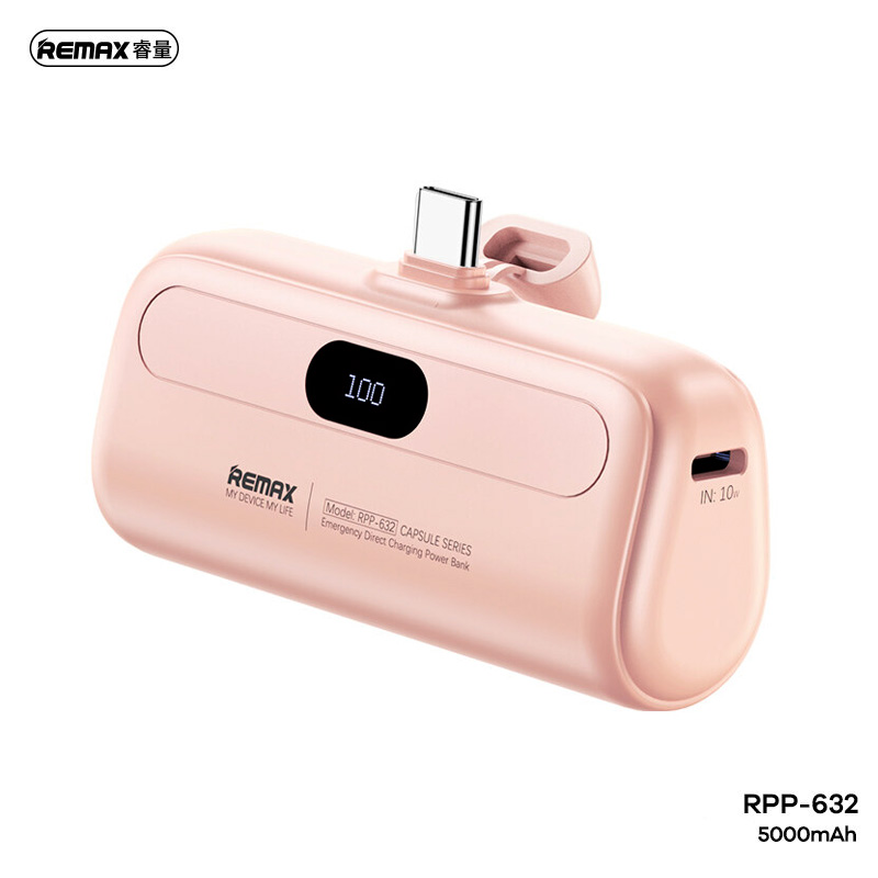 Univerzalna Back Up Baterija prenosiva baterija REMAX Capsule series RPP-632 2A Type C 5000mAh roze