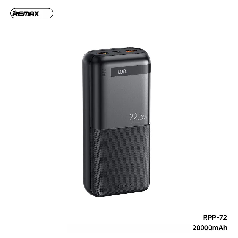 Univerzalna Back Up Baterija prenosiva baterija REMAX Piloteer Series RPP-72 20W+22.5W Fast Charging 20000mAh crni