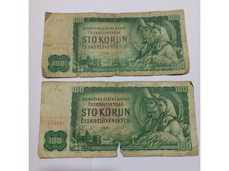 2x100 korun 1961.godina Čehoslovačka